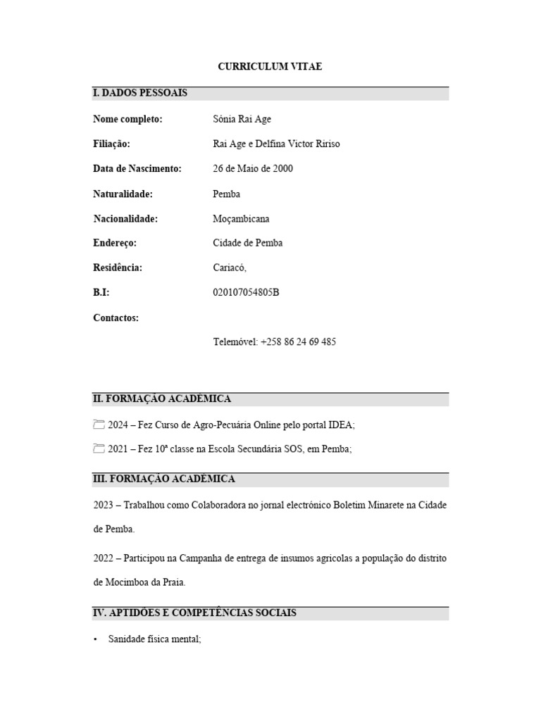 Curriculum Vitae Sonia | PDF