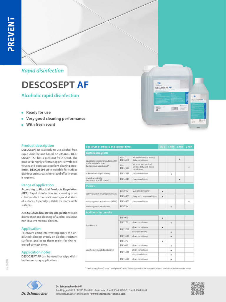 DescoSept AF: Rapid Disinfection Spray | PDF | Disinfectant | Microbiology