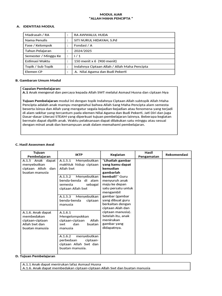 Indahnya Ciptaan Allah (Allah Maha Pencipta) | PDF