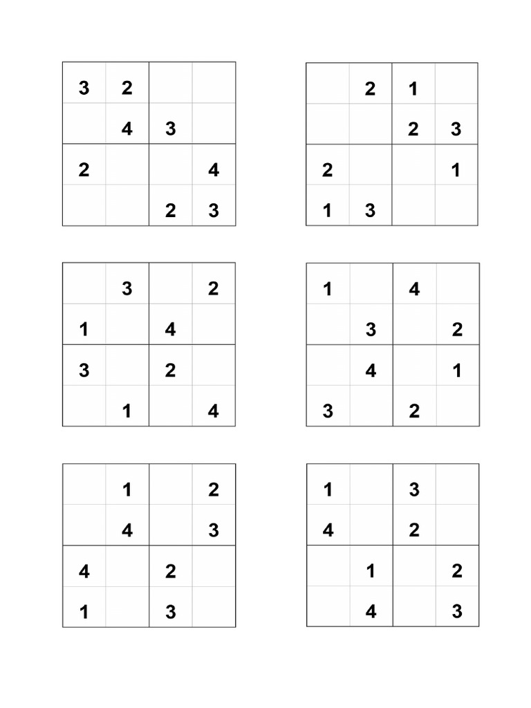 Sudoku practice 4x4 | PDF