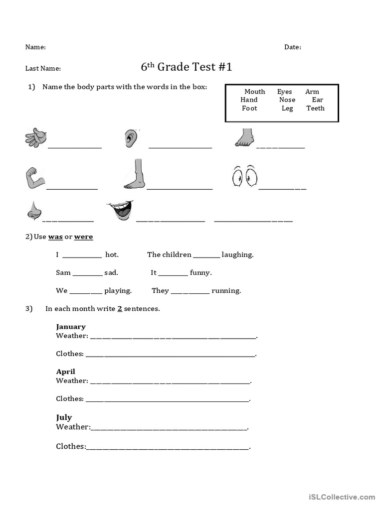 6th Grade Test | PDF | Zoology