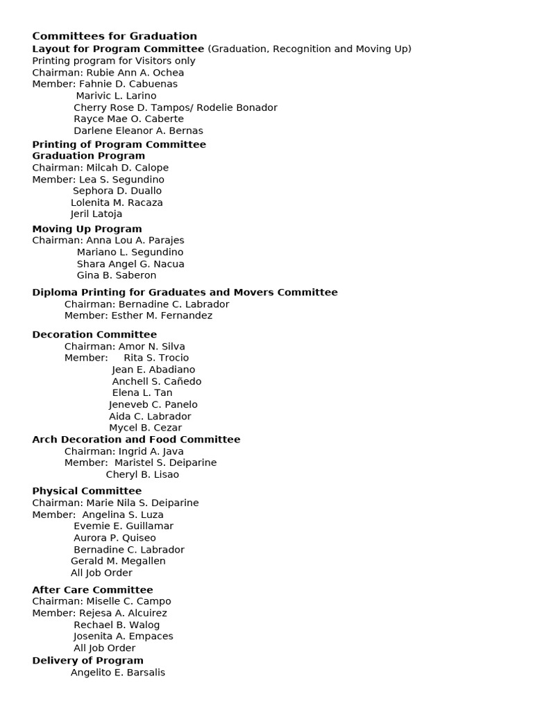 Graduation Program Committee Overview | PDF