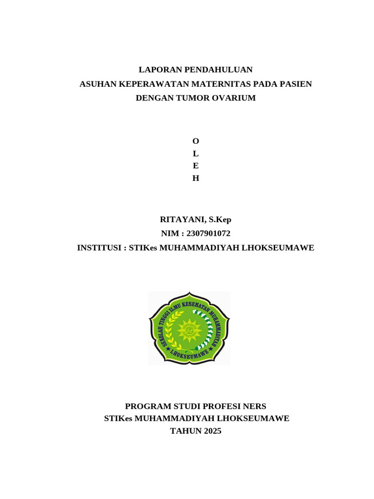 Gangguan Reproduksi - LP Tumor Ovarium | PDF