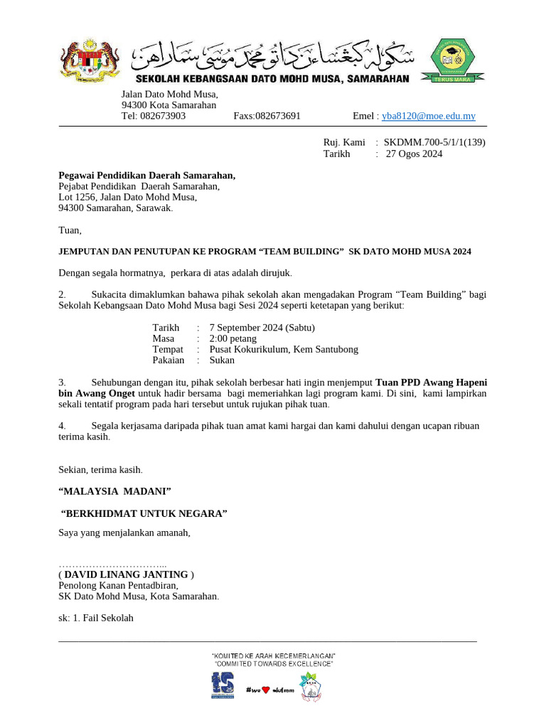 Surat Jemputan PPD Team Building | PDF