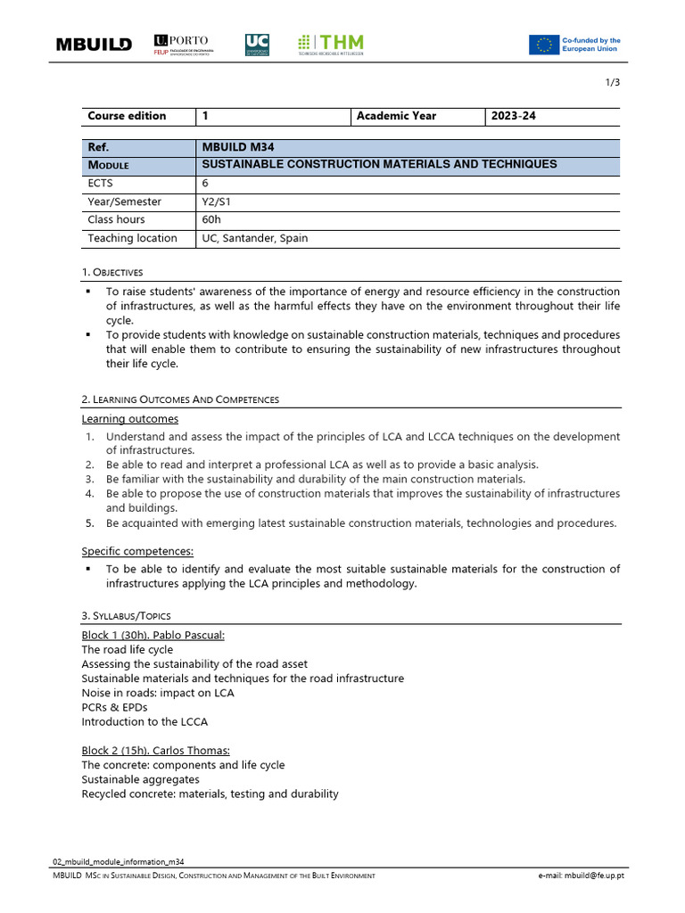 MBUILD M34 Module Information 2023 | PDF | Life Cycle Assessment | Economy And The Environment
