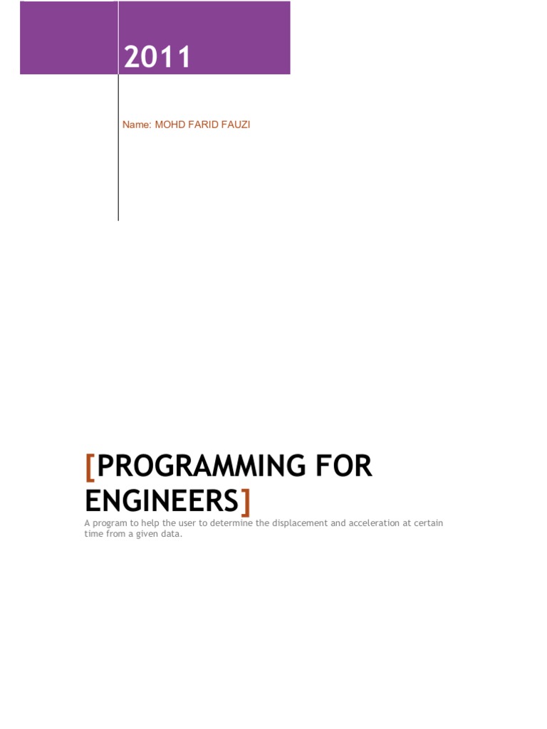 Displacement and Acceleration C Programming | PDF | Software | Computer Programming