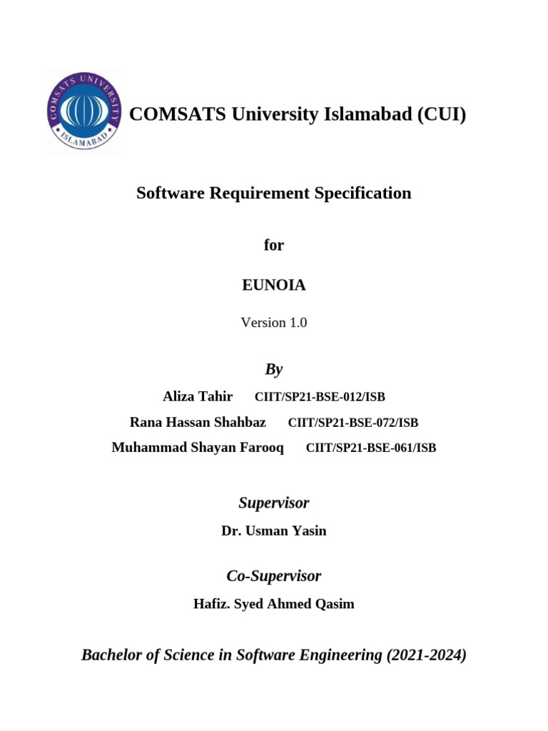 EUNOIA - SRS - v1.0 Resubmission | PDF | Speech Recognition | Speech Synthesis
