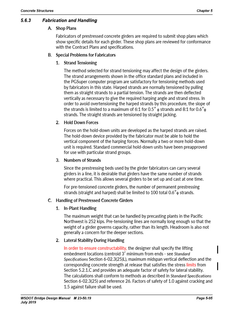 C_-_BDM_M_23-50.19_5.6.3_PS_Girders | PDF | Prestressed Concrete | Concrete