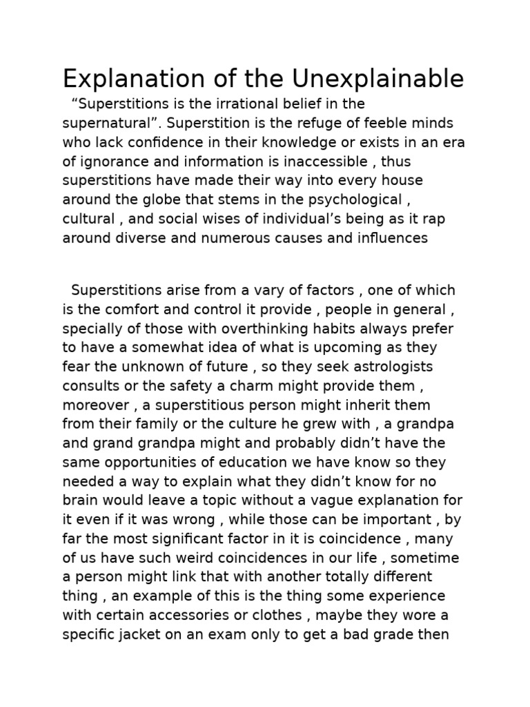 Explanation of the Unexplainable 2 | PDF | Superstitions | Epistemology