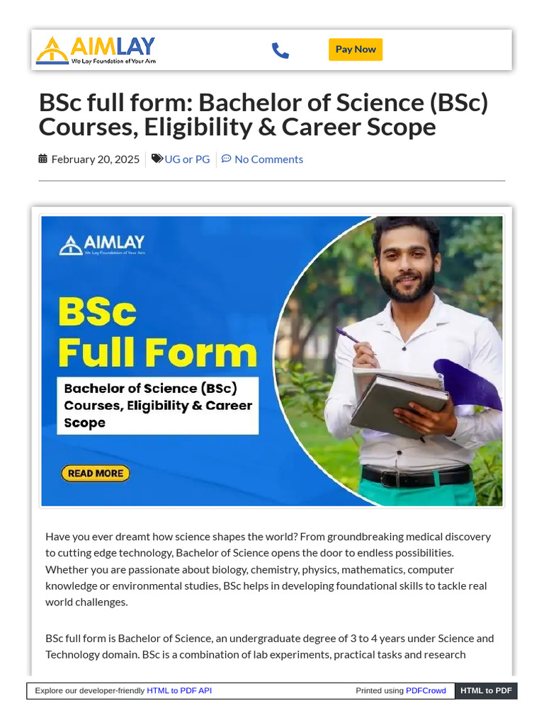 Bachelor of Science: Courses & Careers | PDF | Bachelor Of Science ...