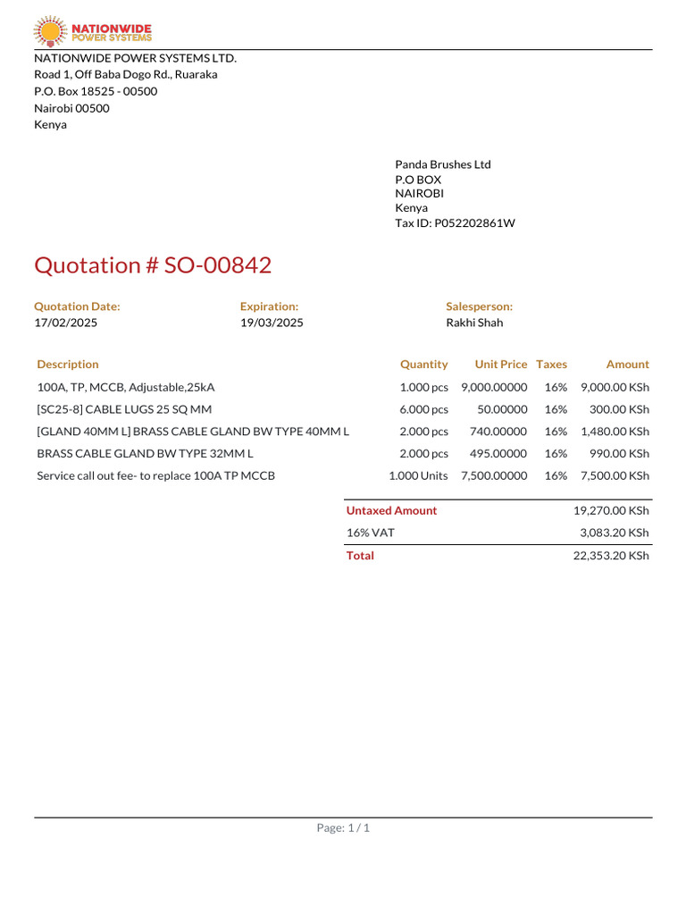 Panda Brushes Quotation - SO-00842 (1) | PDF