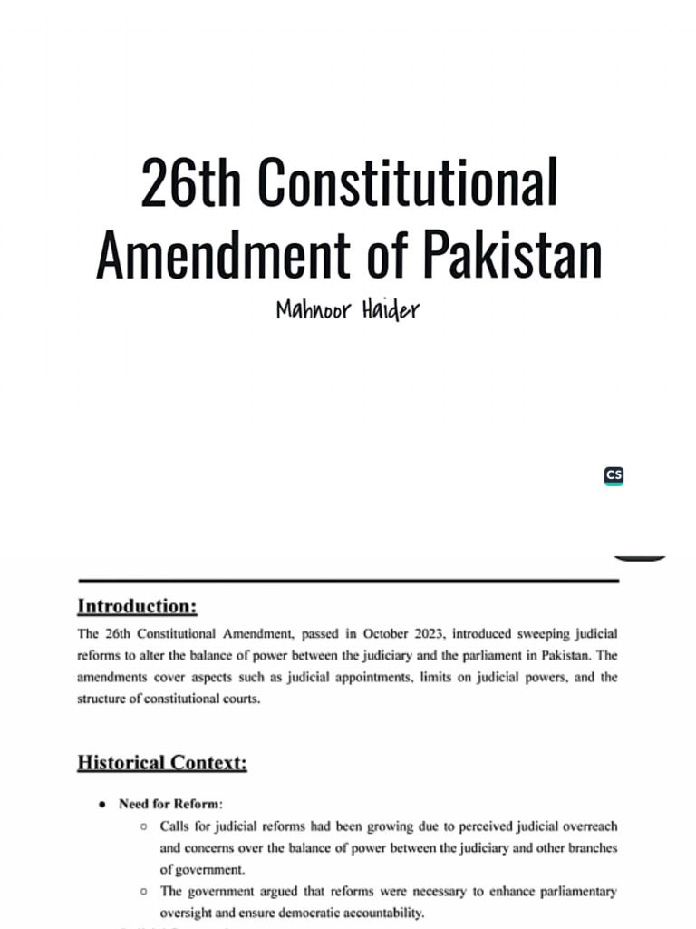 26th Constitutional Amendment of Pakistan. | PDF