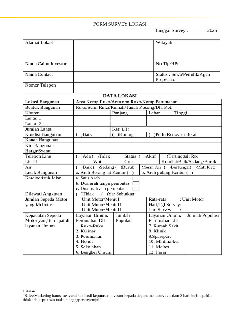 Form Suvey Kelayakan Investasi | PDF