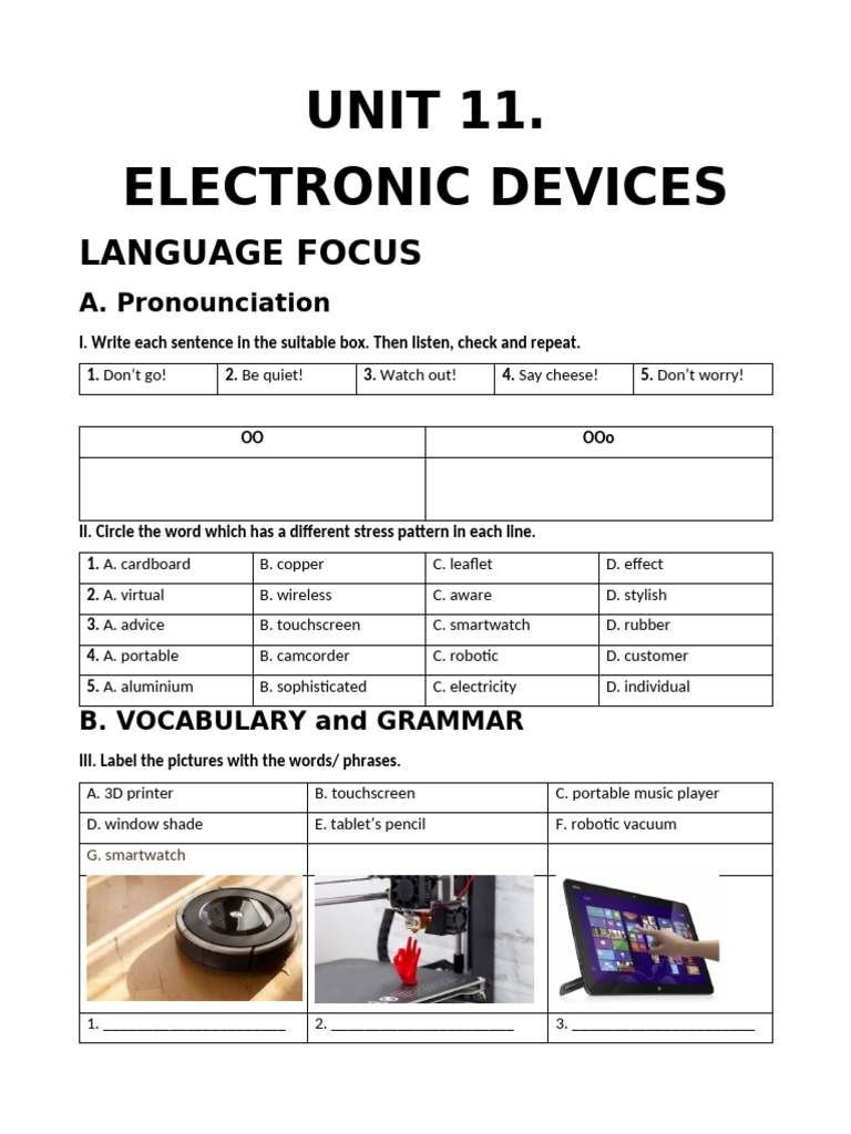 Bài Tập Ptnl Tiếng Anh 9 Chương Trình 2018 11. Unit 11. Electronic Devices | PDF | 3 D Printing ...