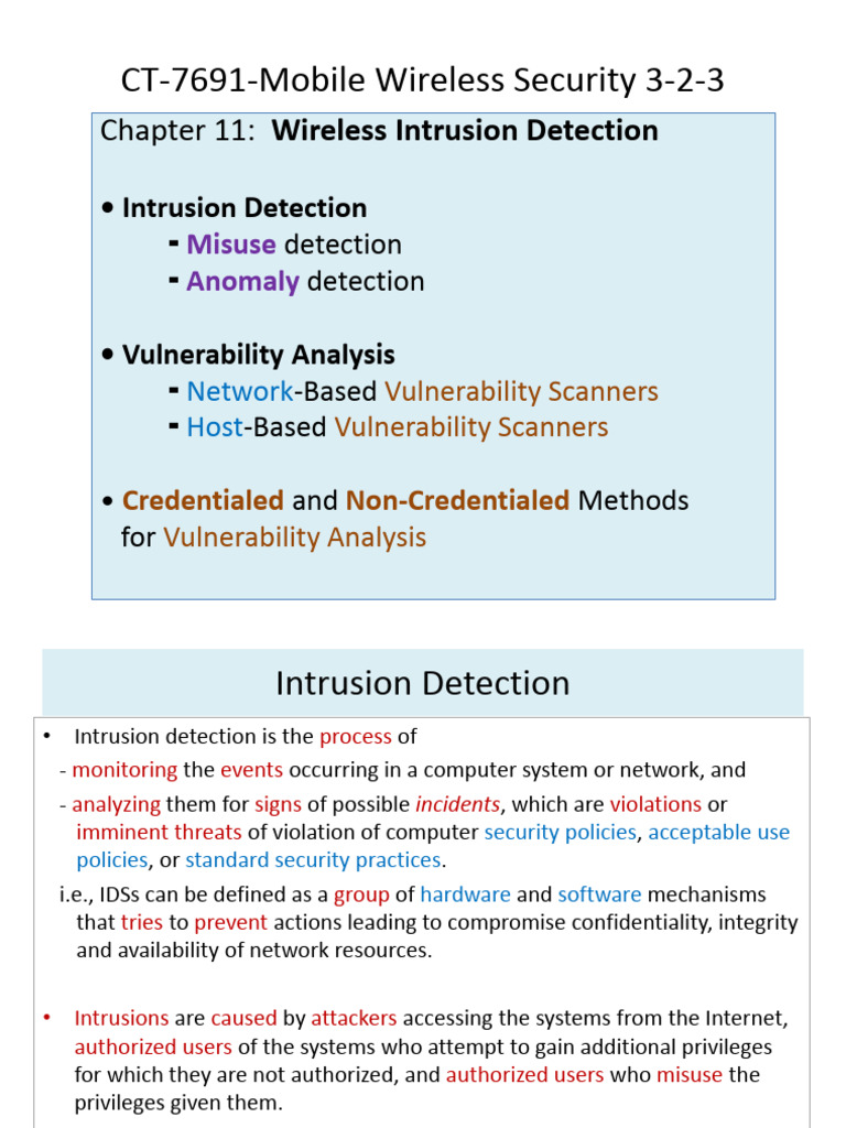 Chapter 11- Wireless Intrusion Detection-class | PDF | Computer Network | Security