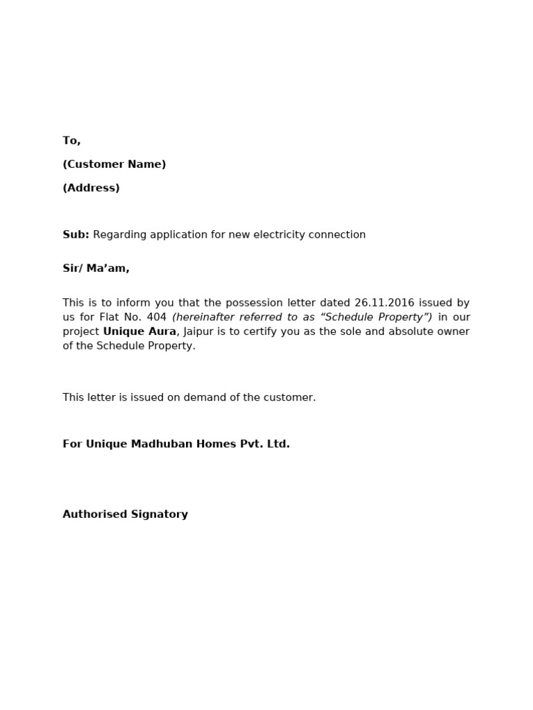 Permanent Electricity Connection Request | PDF