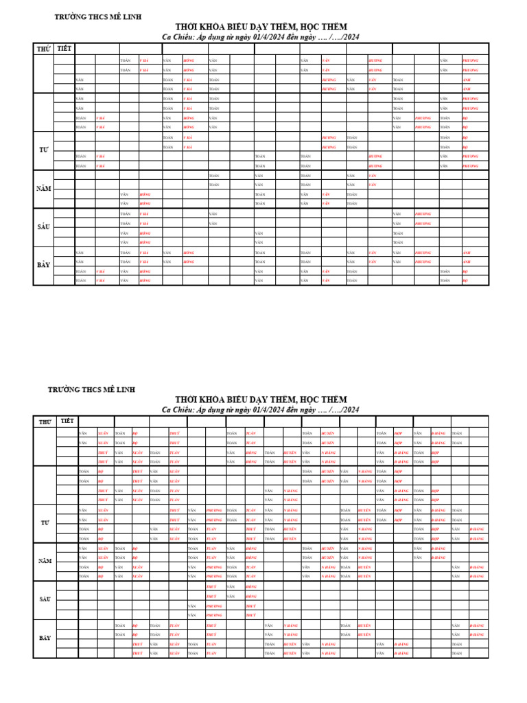 TKB Chiều lần 9 | PDF