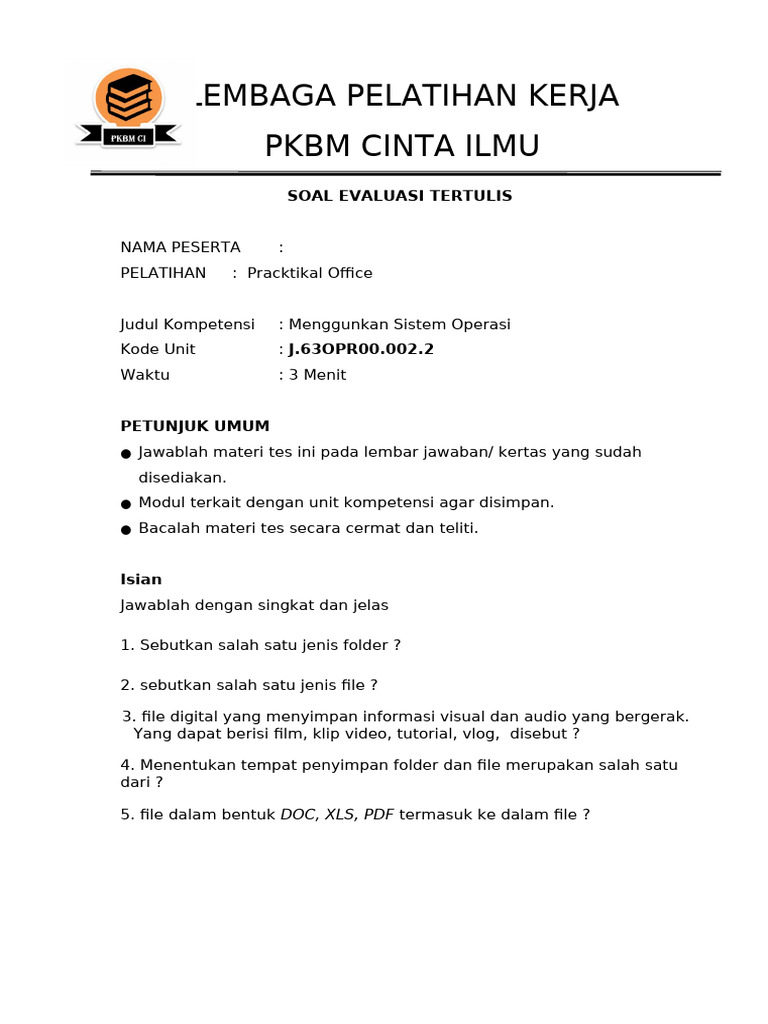 TGS Soal Evaluasi+Kunci Jawaban | PDF