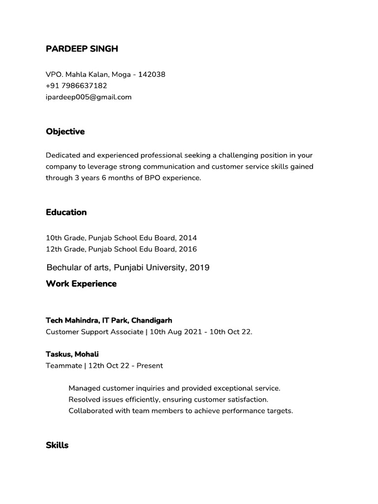 Pardeep Resume | PDF