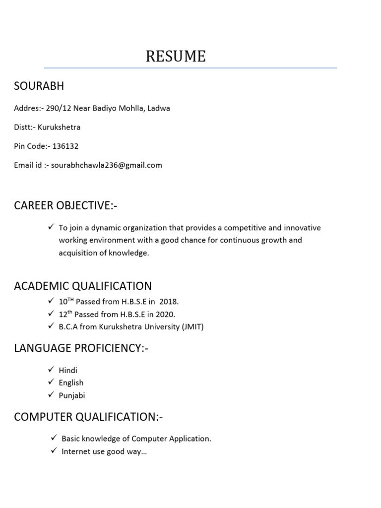 Sourabh Resume | PDF