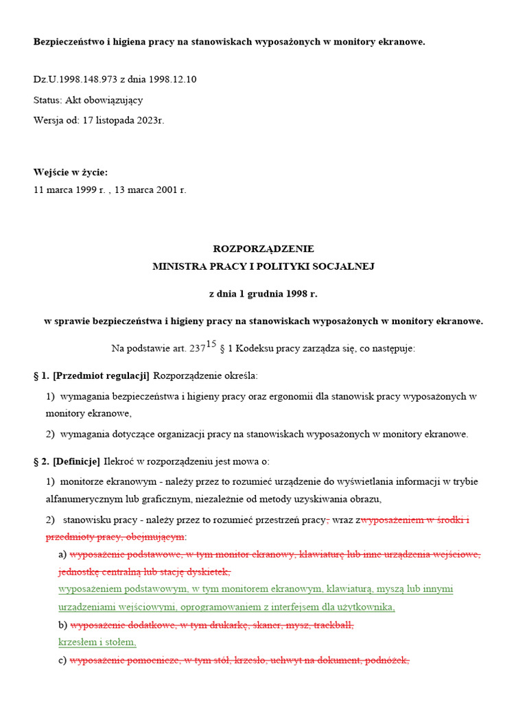 Rozp. BHP Monitory Ekranowe | PDF