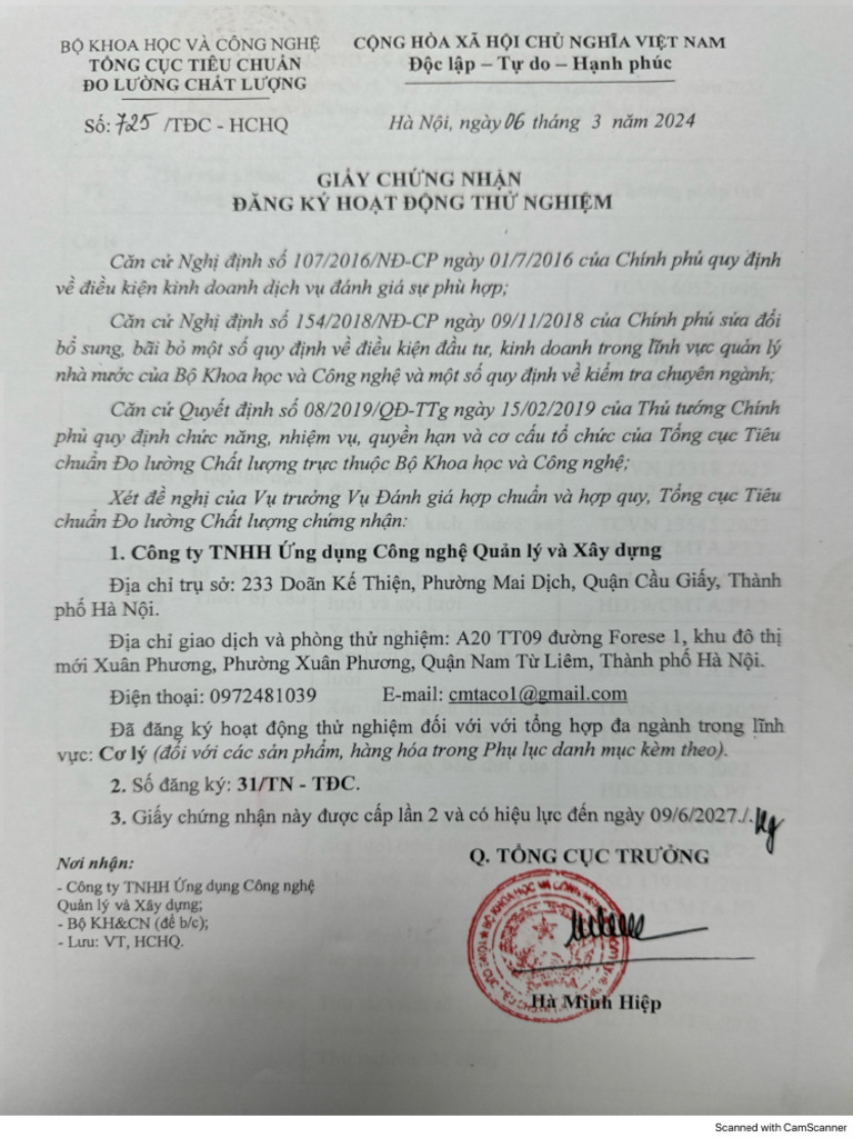 GCN ĐK THỬ NGHIỆM (060324) | PDF