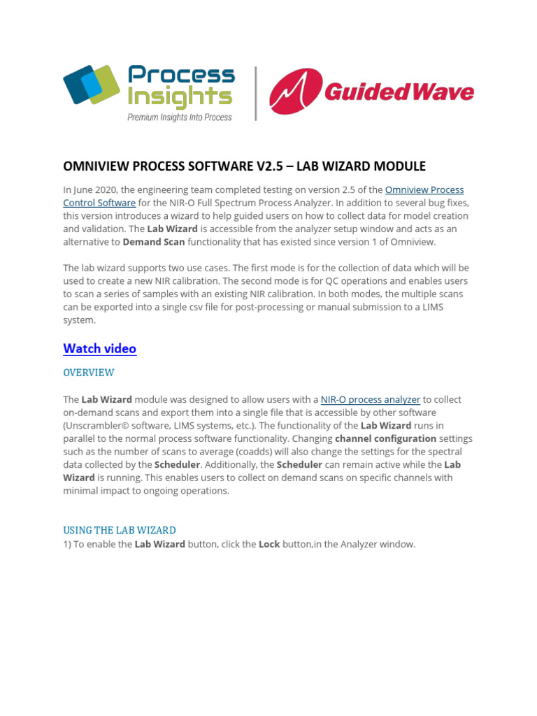 Omniview Process Software V2.5 - Lab Wizard Module | PDF | Computing | Information Technology
