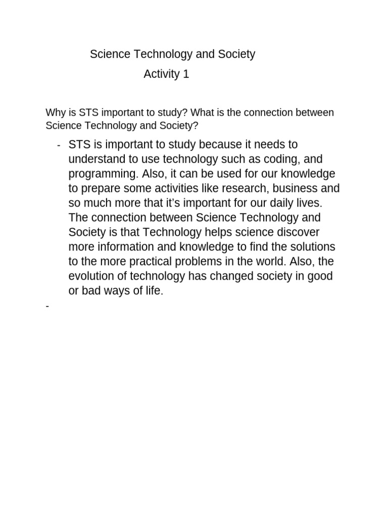 STS Activity 1 | PDF