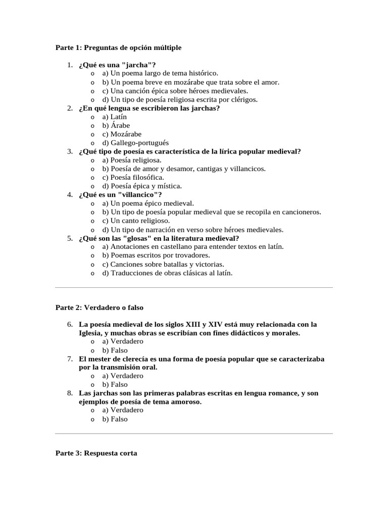 Examen Nivel 1 | PDF | Poesía | Poesía épica