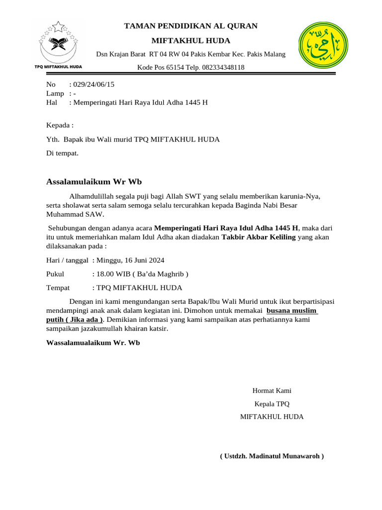 Undangan Takbir Keliling | PDF