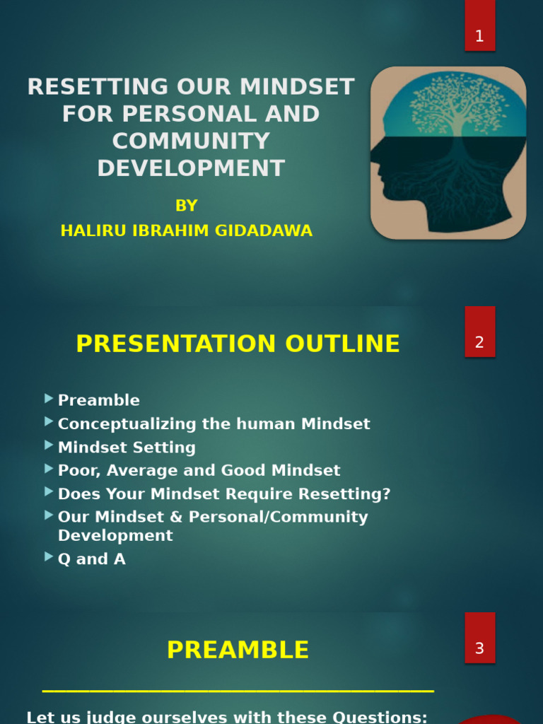 Mindset Resetting For Personal and Community Development | PDF ...