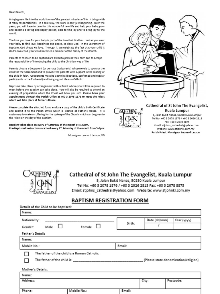 Baptism Registration Instructions | PDF | Baptism | Godparent