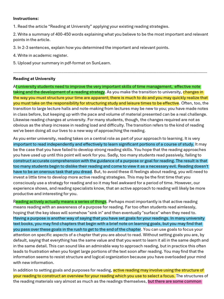 Week 2 Reading Assignment | PDF | Reading Comprehension | Cognition