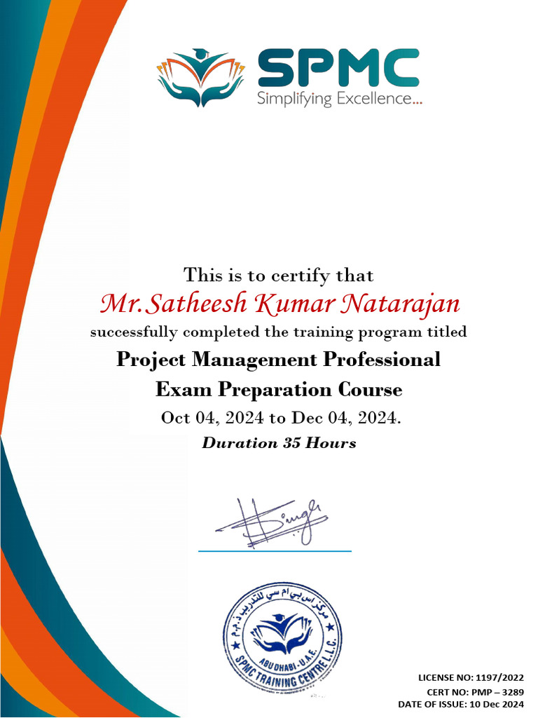 PMP - Satheesh Kumar Natarajan | PDF