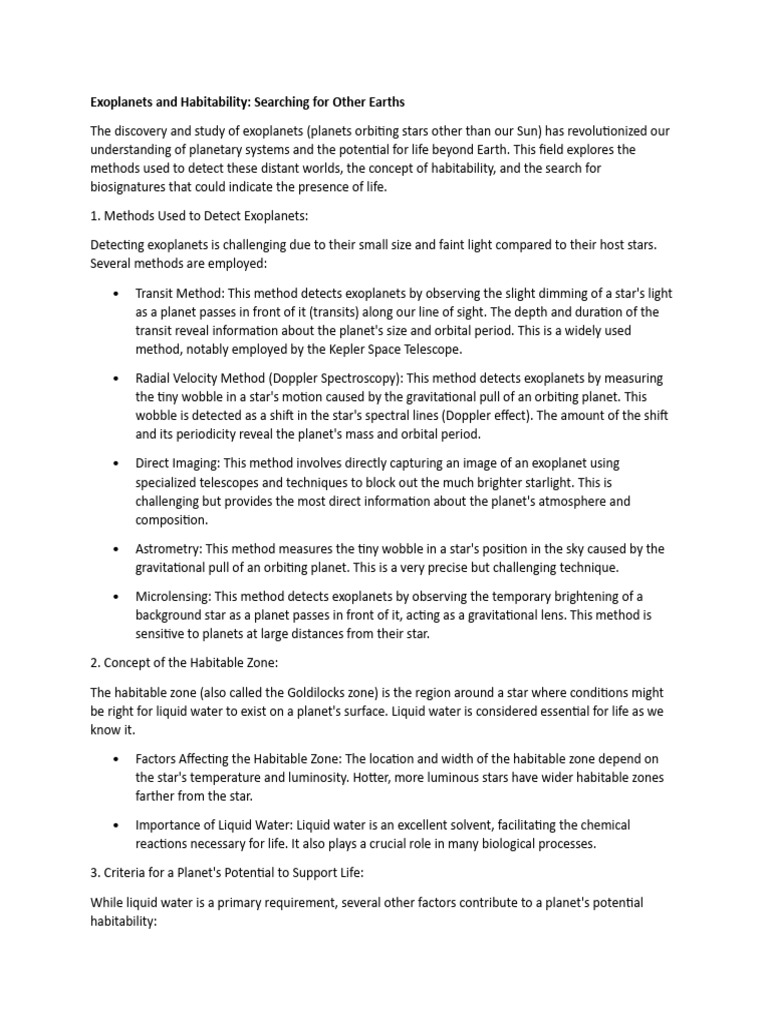 Exoplanets and Habitability | PDF | Exoplanet | Planetary Habitability