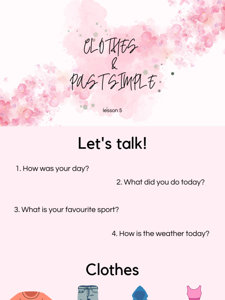 English Lesson 5 Clothes+past Tense | PDF