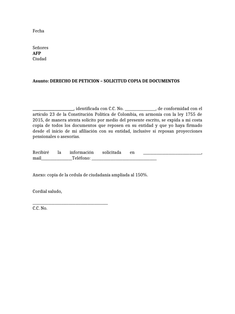 Formato Derecho Peticion AFP | PDF