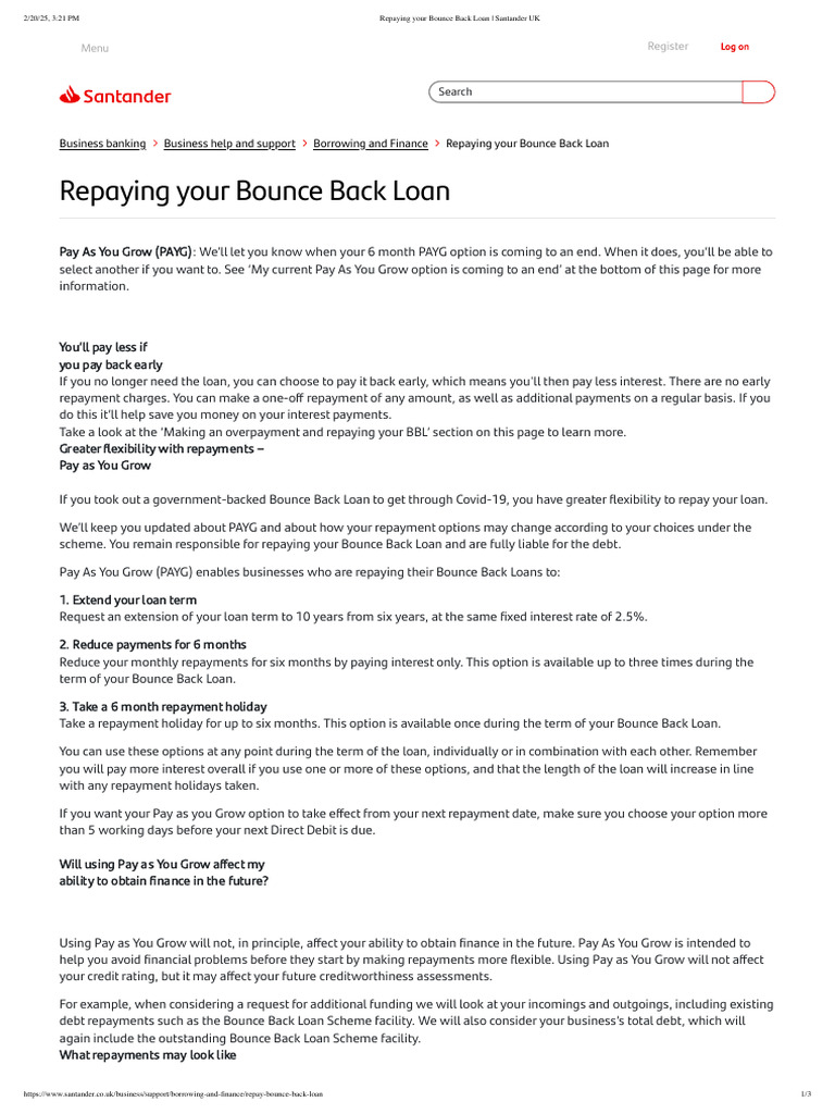 Repaying Your Bounce Back Loan - Santander UK | PDF | Loans | Interest
