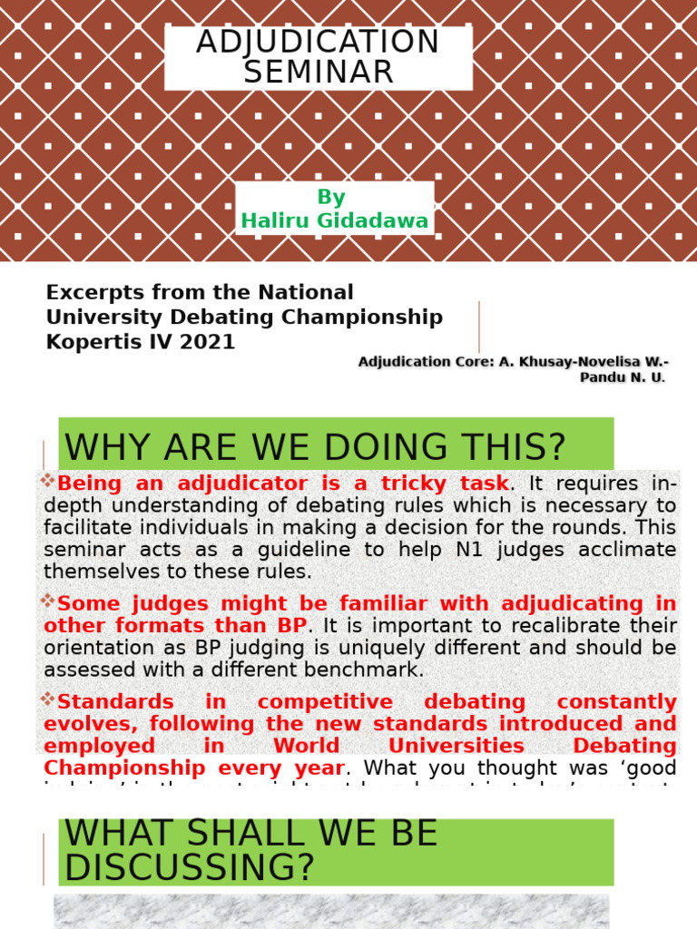 BP Debate Adjudicators Seminar | PDF | Argument | Reason