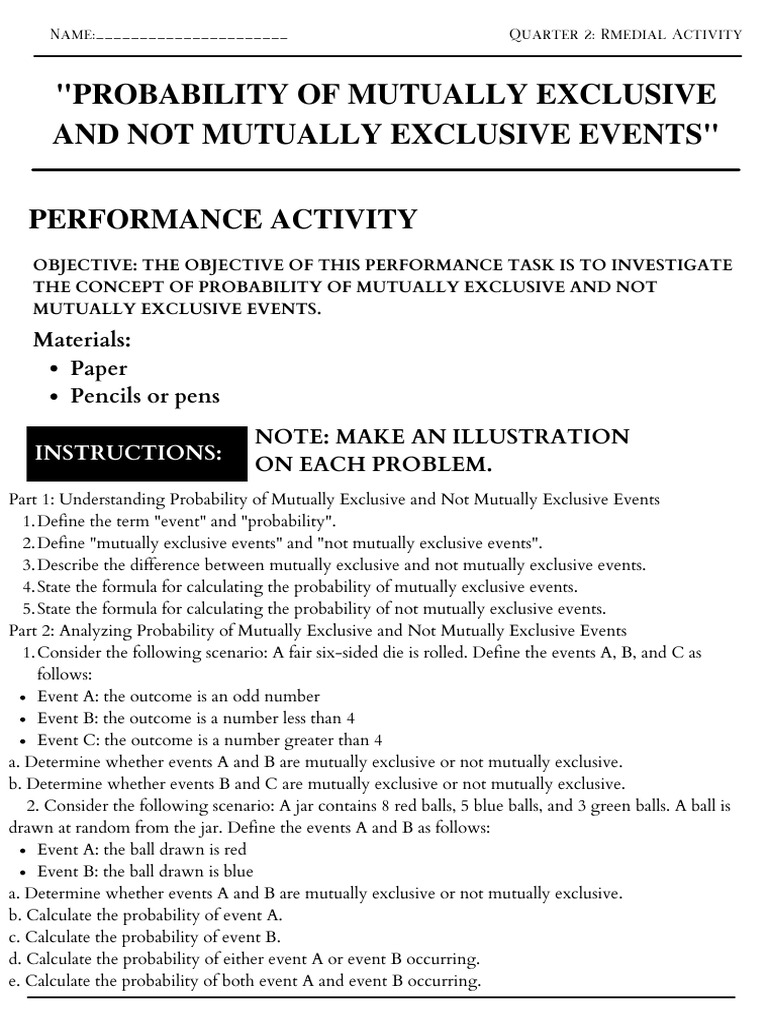 PETA-3-Probability-of-Mutually-Exclusive-and-Not-Mutually-Exclusive-Events | PDF | Probability ...