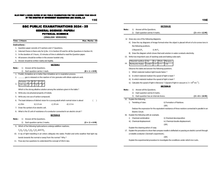 X Physical Science (Blue Print + MP) 2024 (EM) .PMD | PDF | Speed Of ...