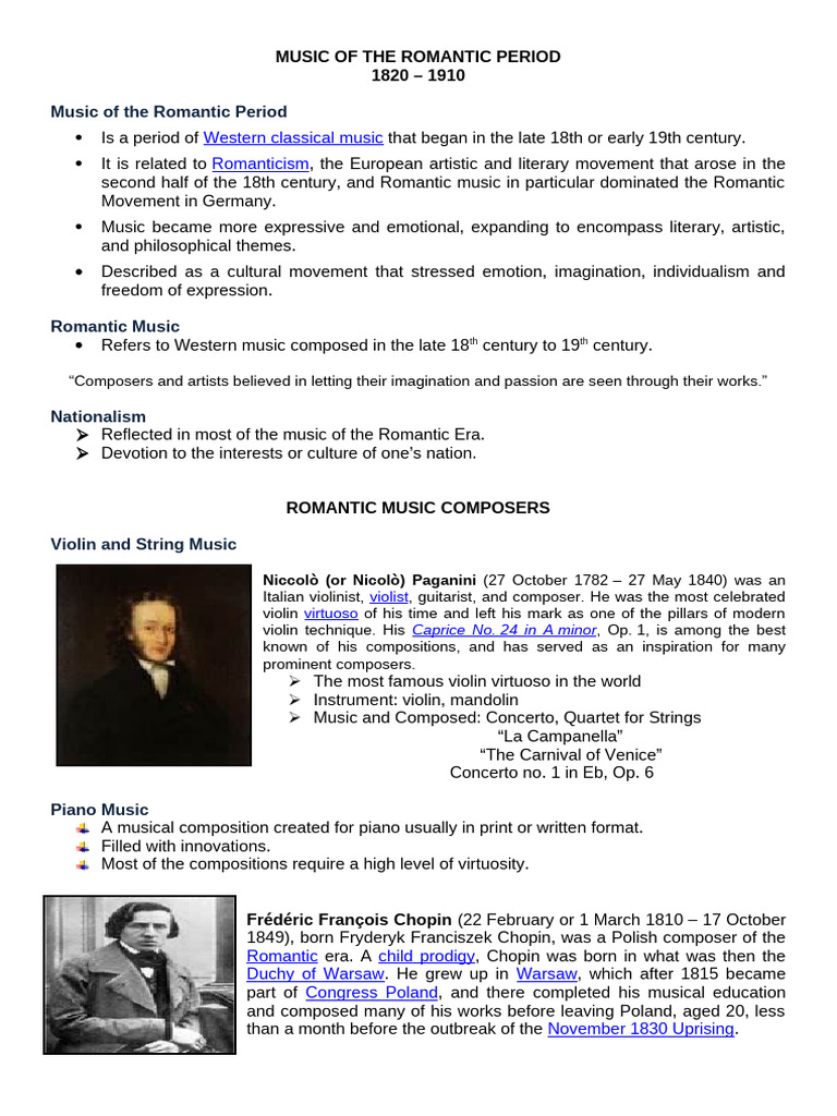 Instrumental Music of The Romantic | PDF | Pyotr Ilyich Tchaikovsky ...