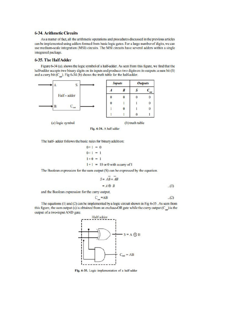 Adders (Half, Full and Parallel) | PDF