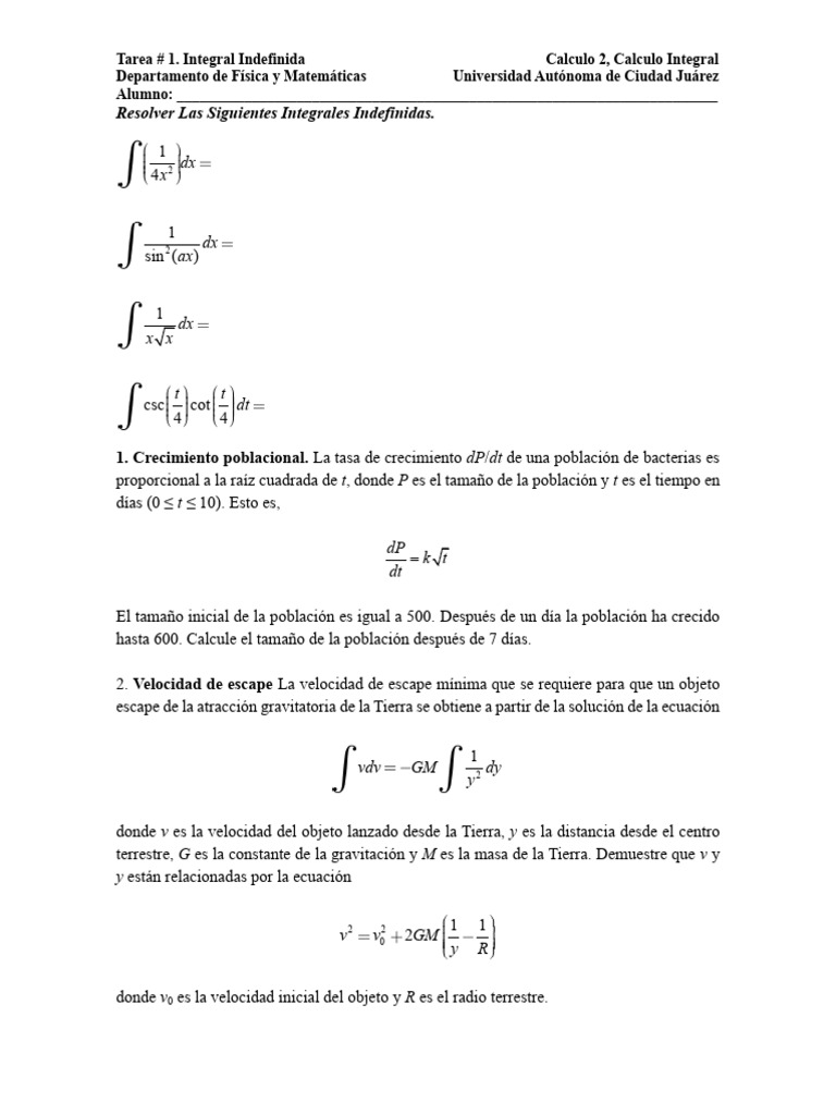 Resolución de Integrales y Problemas Aplicados | PDF | Velocidad | Integral