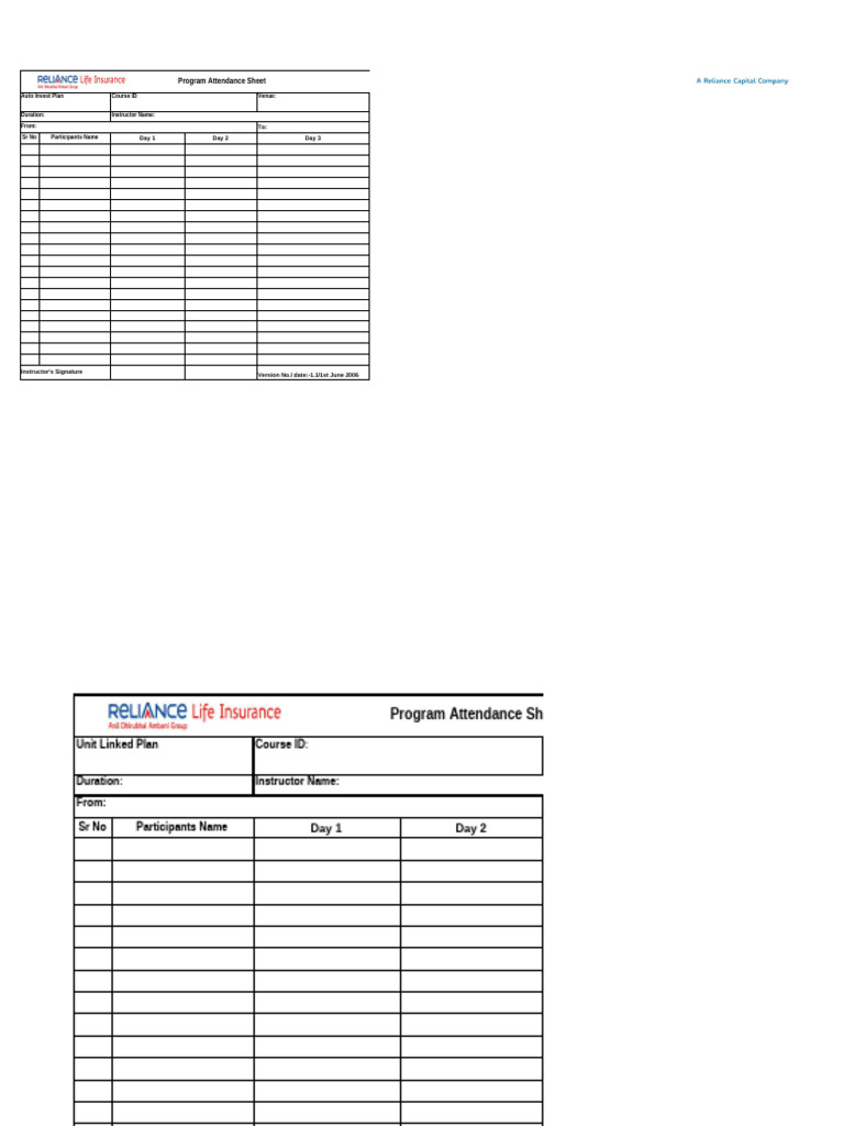 Program Attendance Sheet Template | PDF