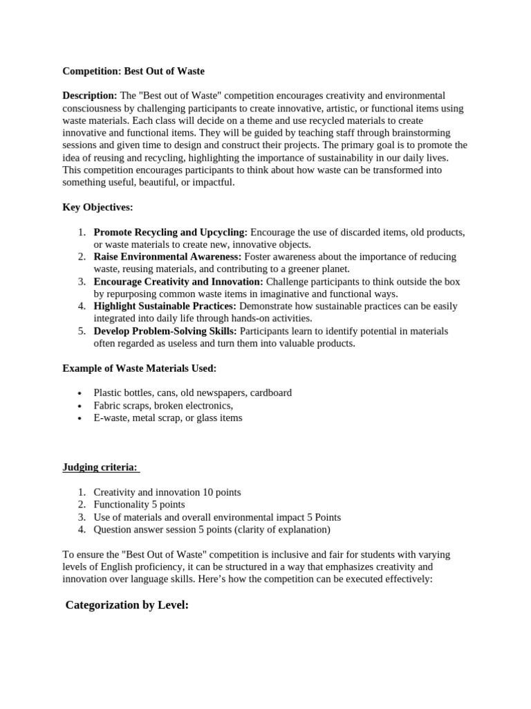 Best Out of Waste Contest | PDF | Waste | Recycling