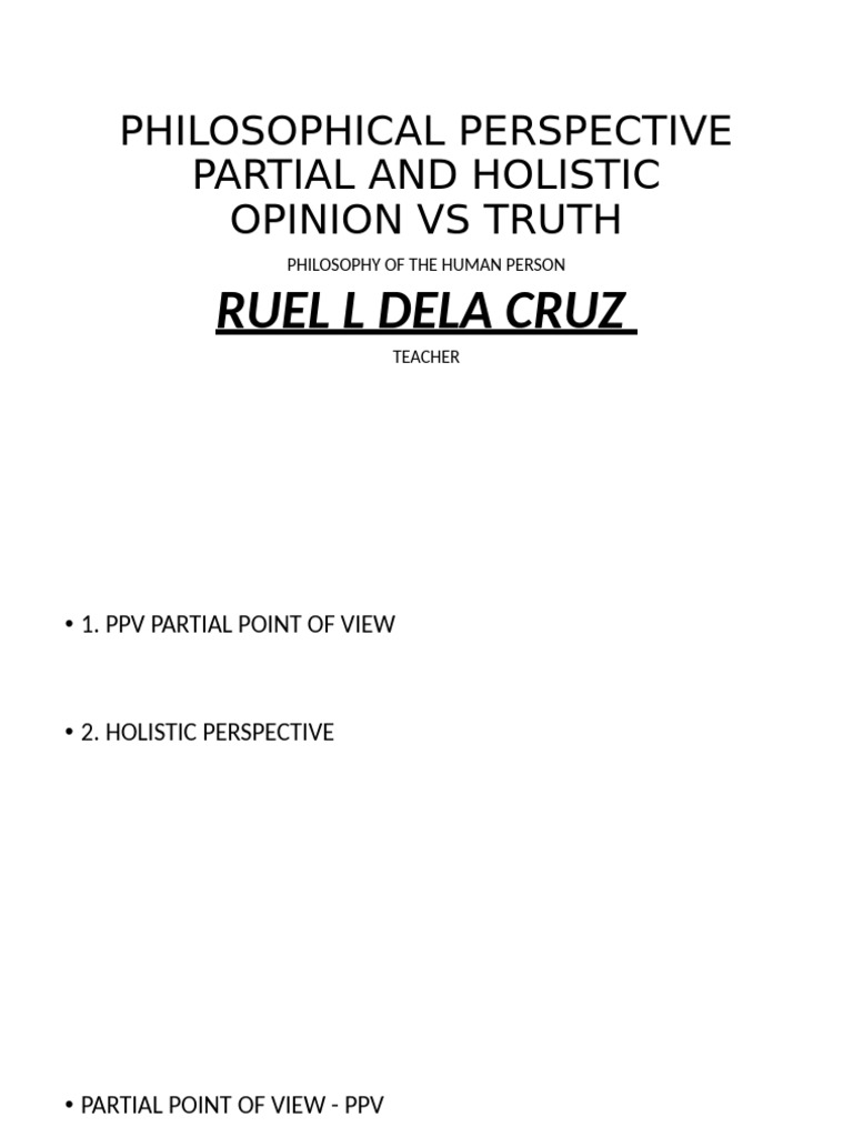 Holistic vs. Partial Thinking in Philosophy | PDF | Fallacy | Argument