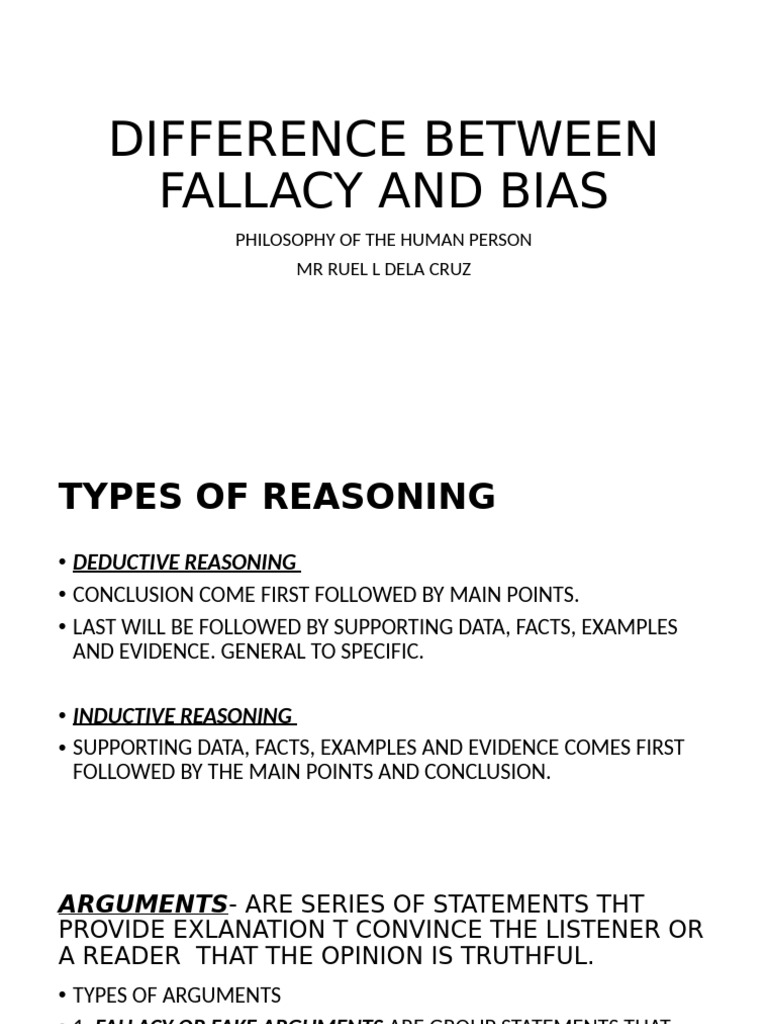 DIFFERENCE-BETWEEN-FALLACY-AND-BIAS (1) | PDF | Argument | Bias