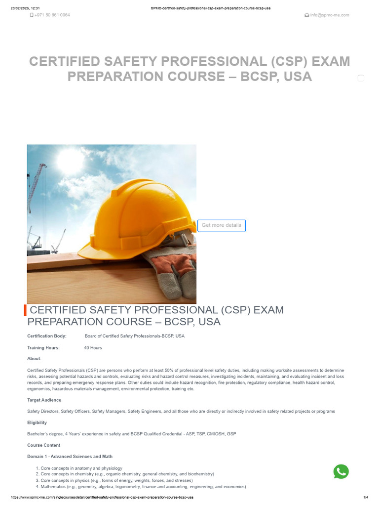 SPMC Certified Safety Professional CSP Exam Preparation Course BCSP Usa ...