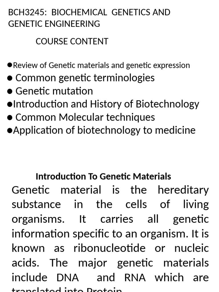 Biochemical Genetics and Engineering Overview | PDF | Genetic Code | Rna